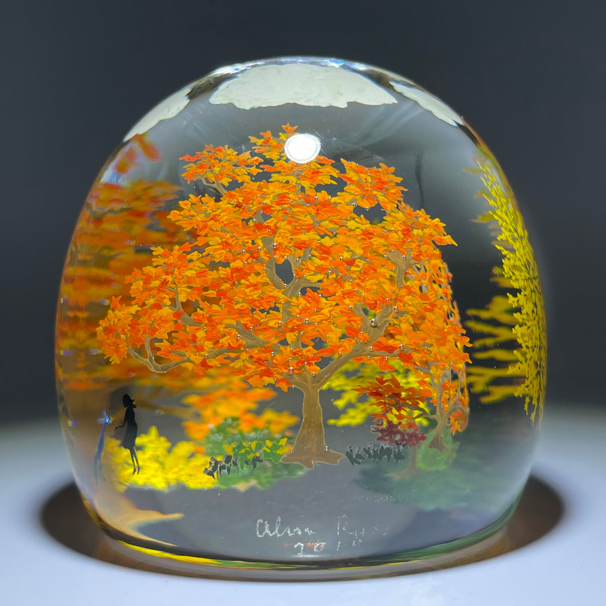 Alison Ruzsa 2019 Autumn Peacock Feeding Encapsulated Hand-paint Ename