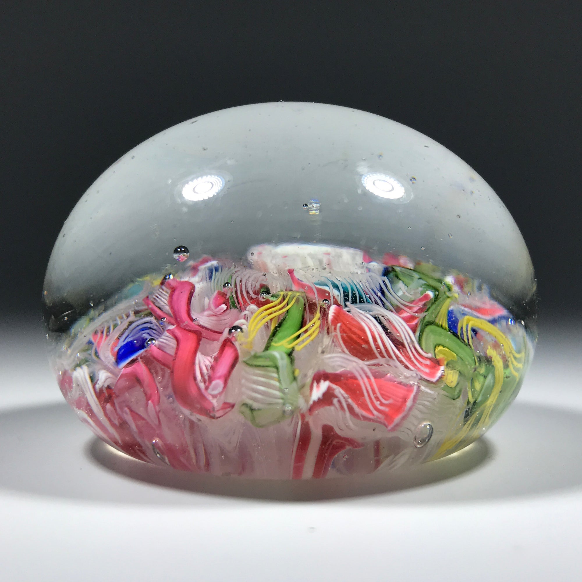 Antique Bohemian Art Glass Paperweight Latticinio Scramble with Comple