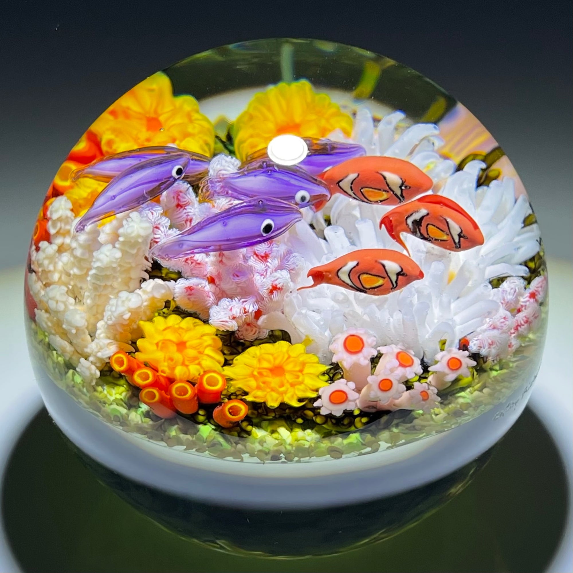Cathy Richardson 2021 Flamework Coral Reef with Yellow Jewel Anemone