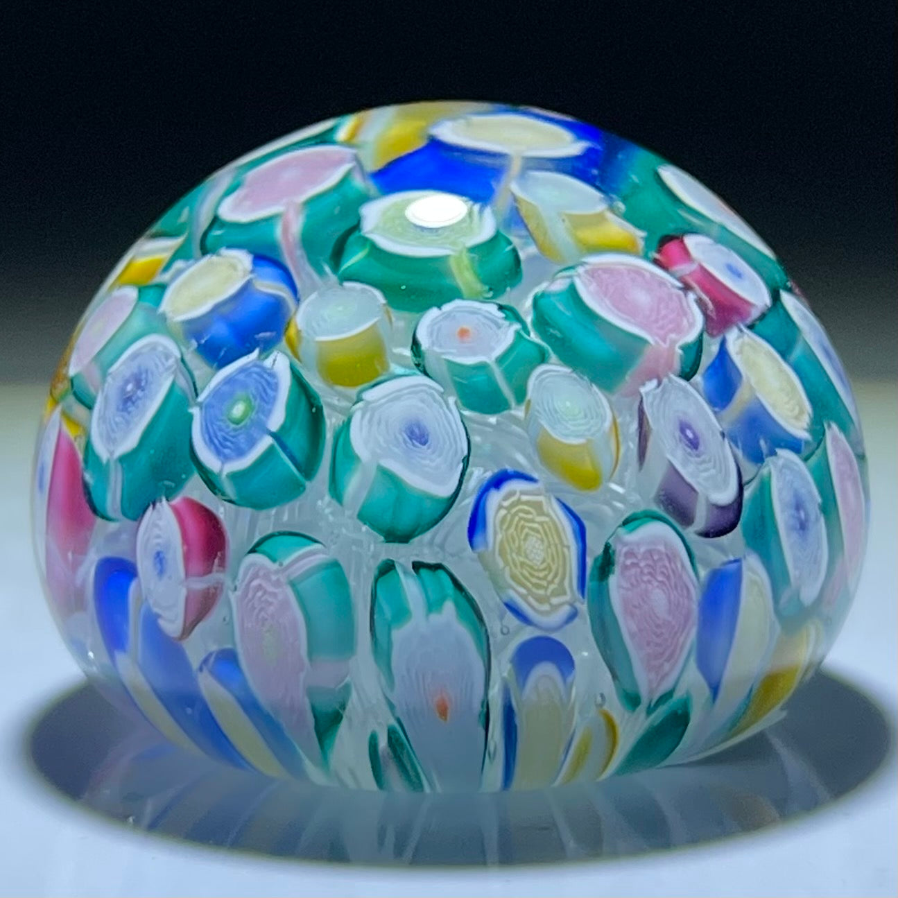 Miniature John Deacons Art Glass Paperweight Cascading Rose Cane Close