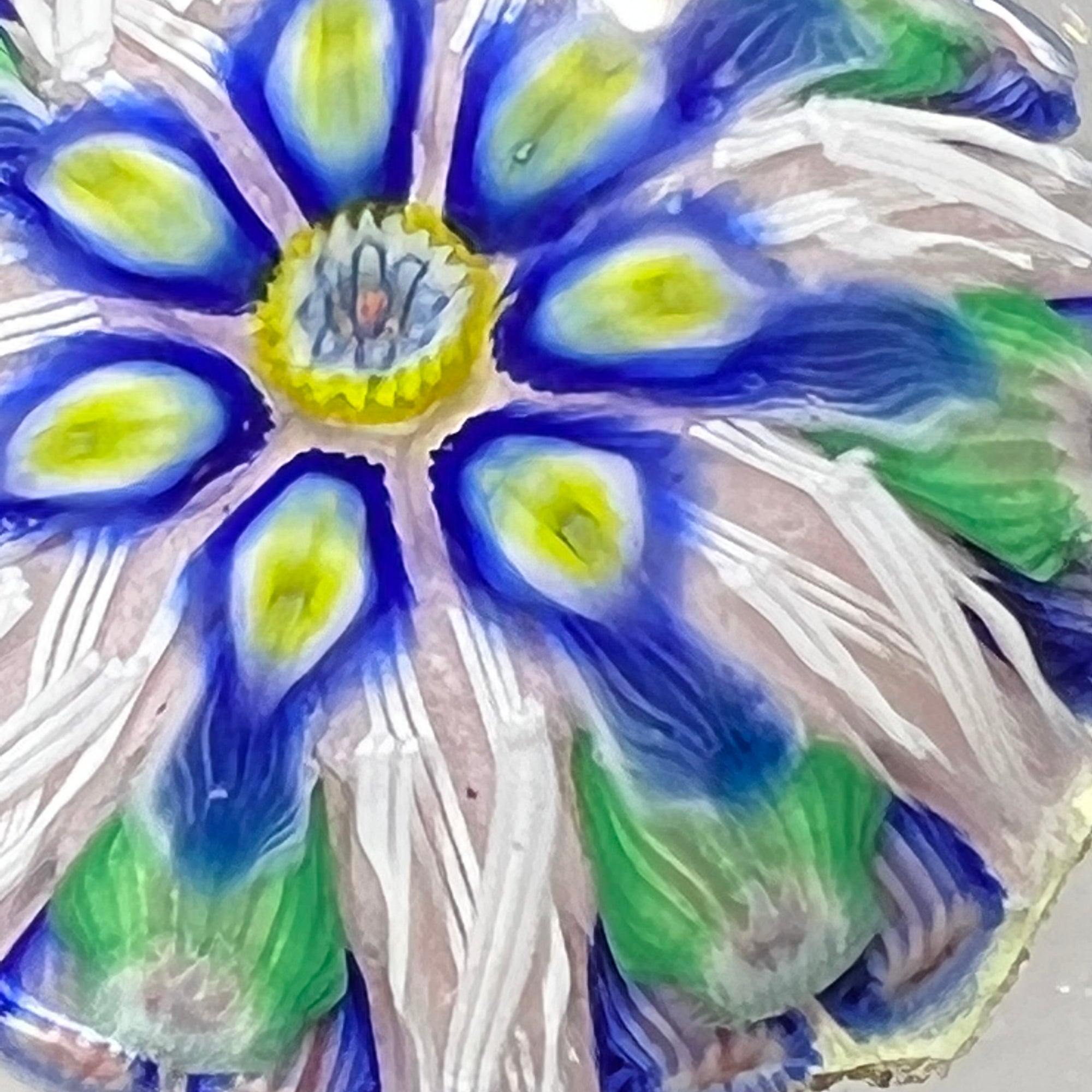 Vintage Strathearn Pressed Star Glass Art Paperweight with Radial Mill