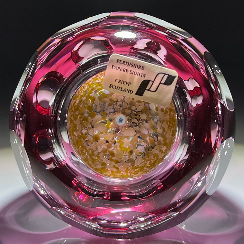 LE Perthshire Paperweights P1987 Hollow Blown Faceted Ruby Red Overlay