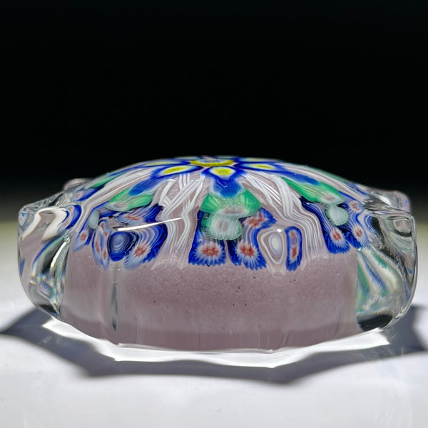 Vintage Strathearn Pressed Star Glass Art Paperweight with Radial Mill