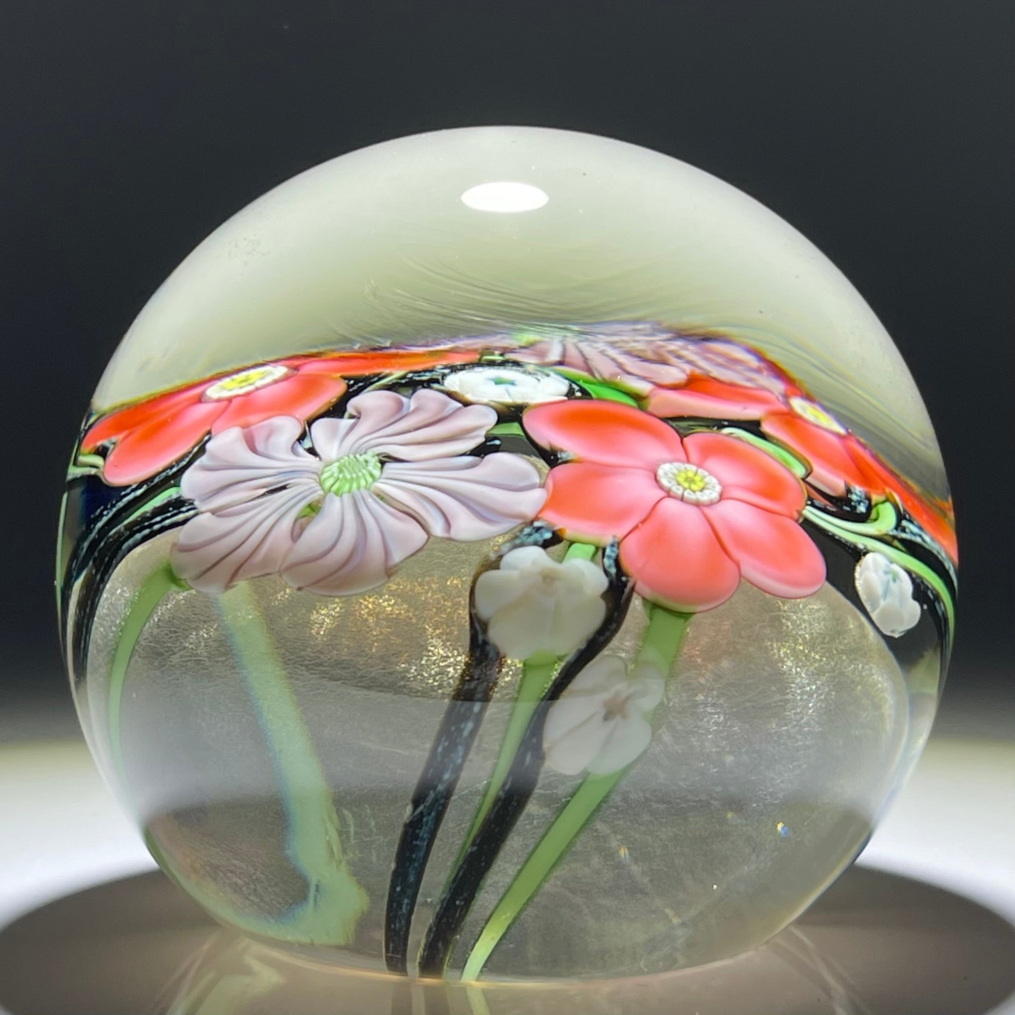 Signed Orient & Flume Torchwork Flowers with Vine on Transparent Dichr