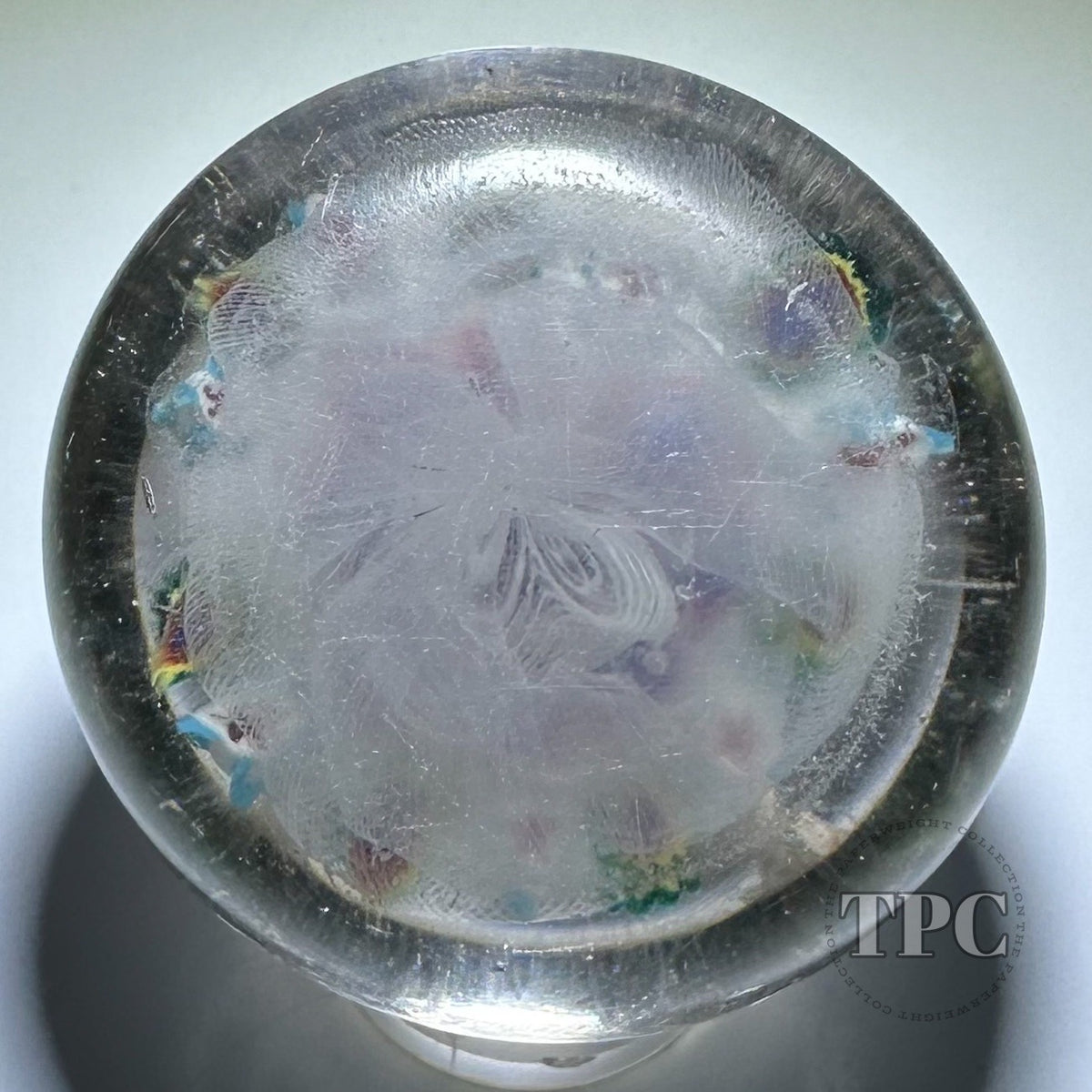 Antique Thuringian Glass Art Paperweight Colorful Concentric Millefior