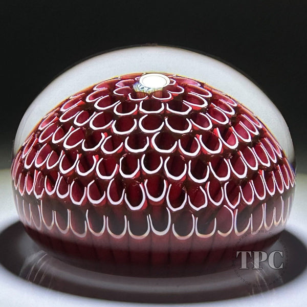 Saint-Louis 1974 Glass Art Millefiori Paperweight Ruby Red Honeycomb