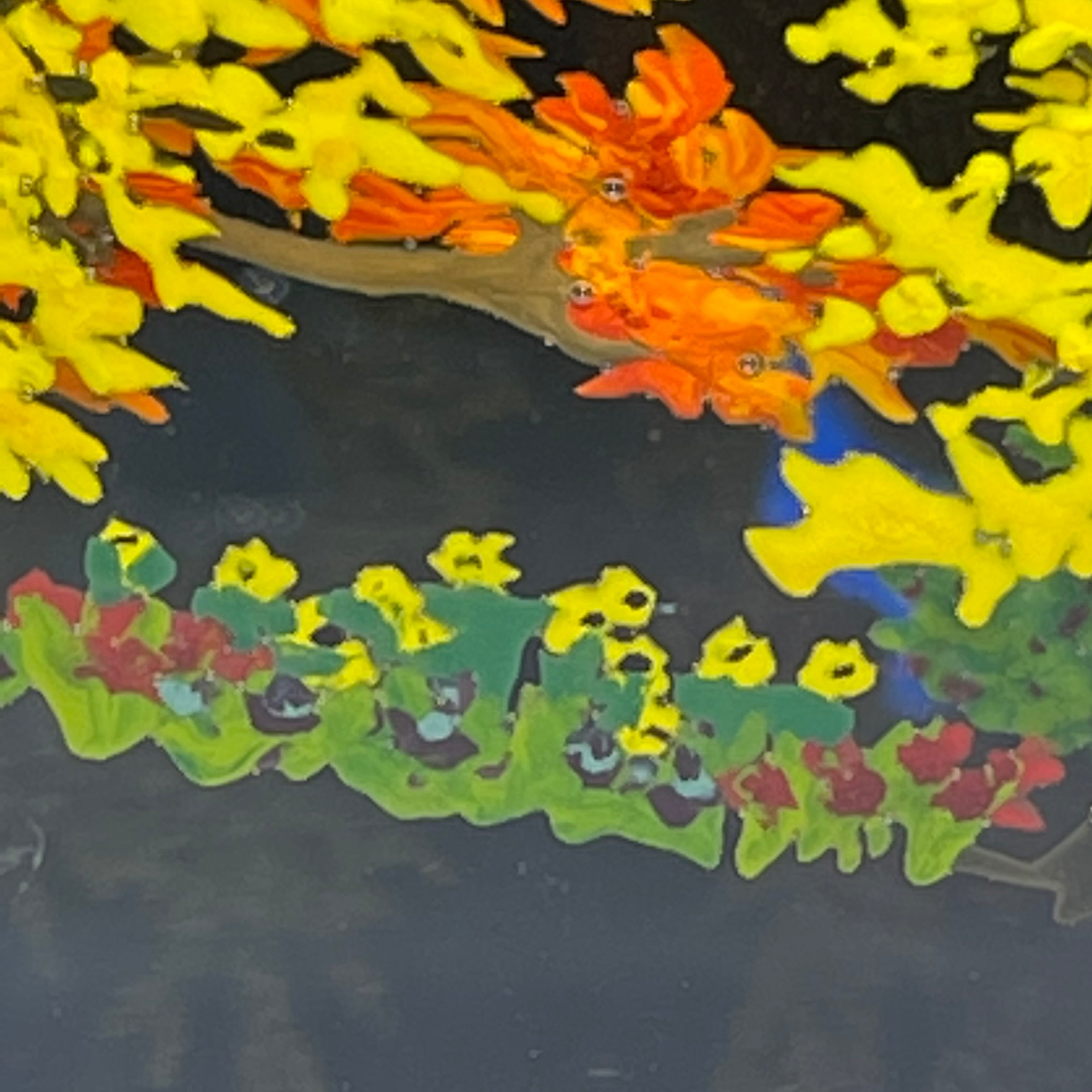 Alison Ruzsa 2019 Autumn Peacock Feeding Encapsulated Hand-paint Ename