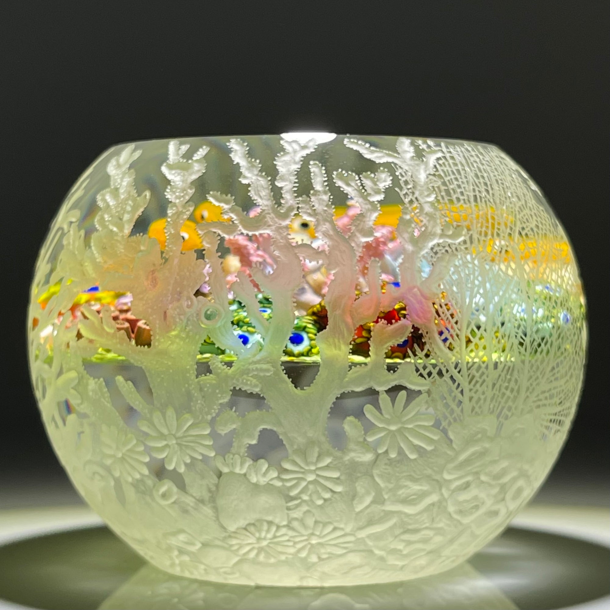 Cathy Richardson 2021 Flamework Coral Reef with All Over Surface Engra