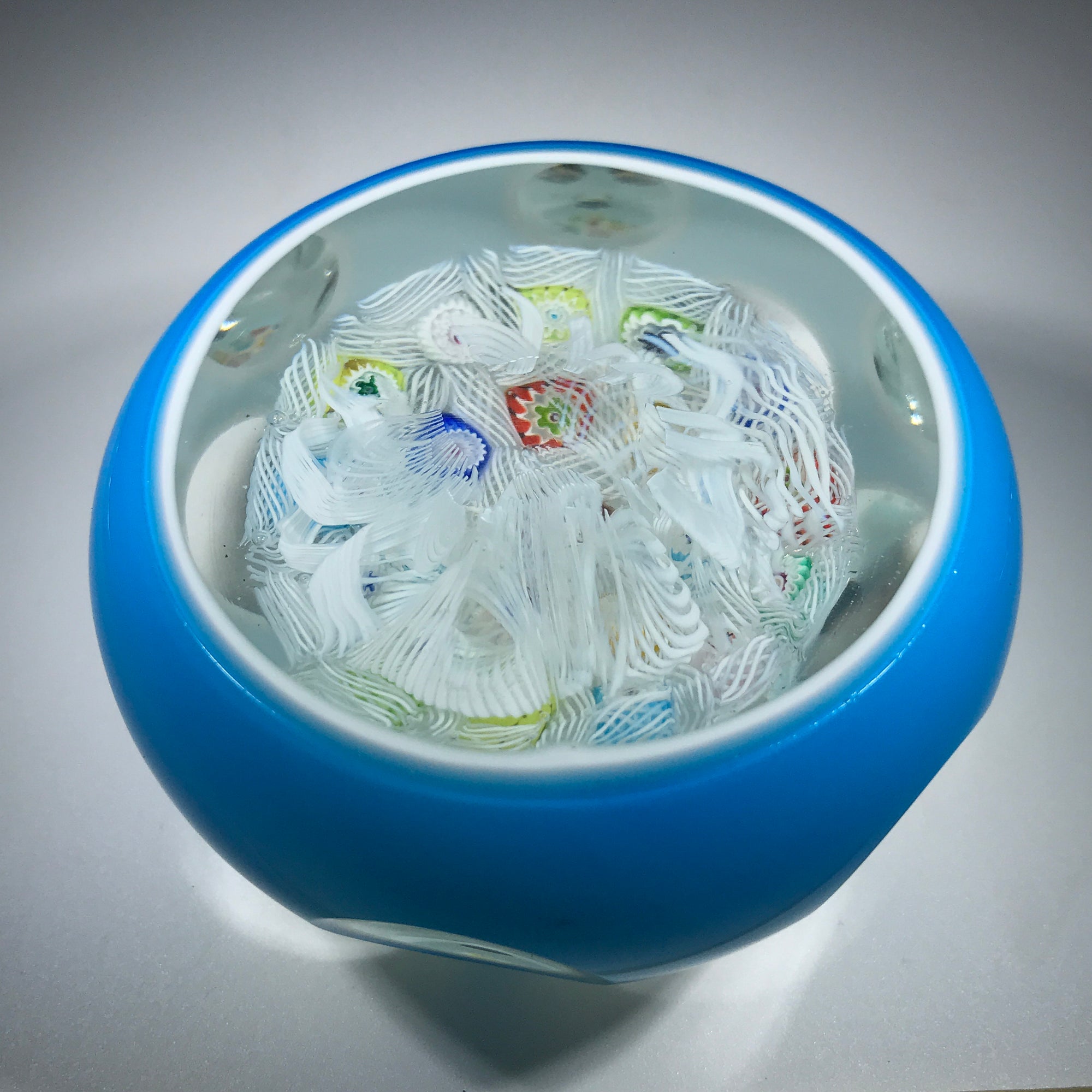 Vintage Murano Fratelli Toso Art Glass Paperweight Millefiori Chequer