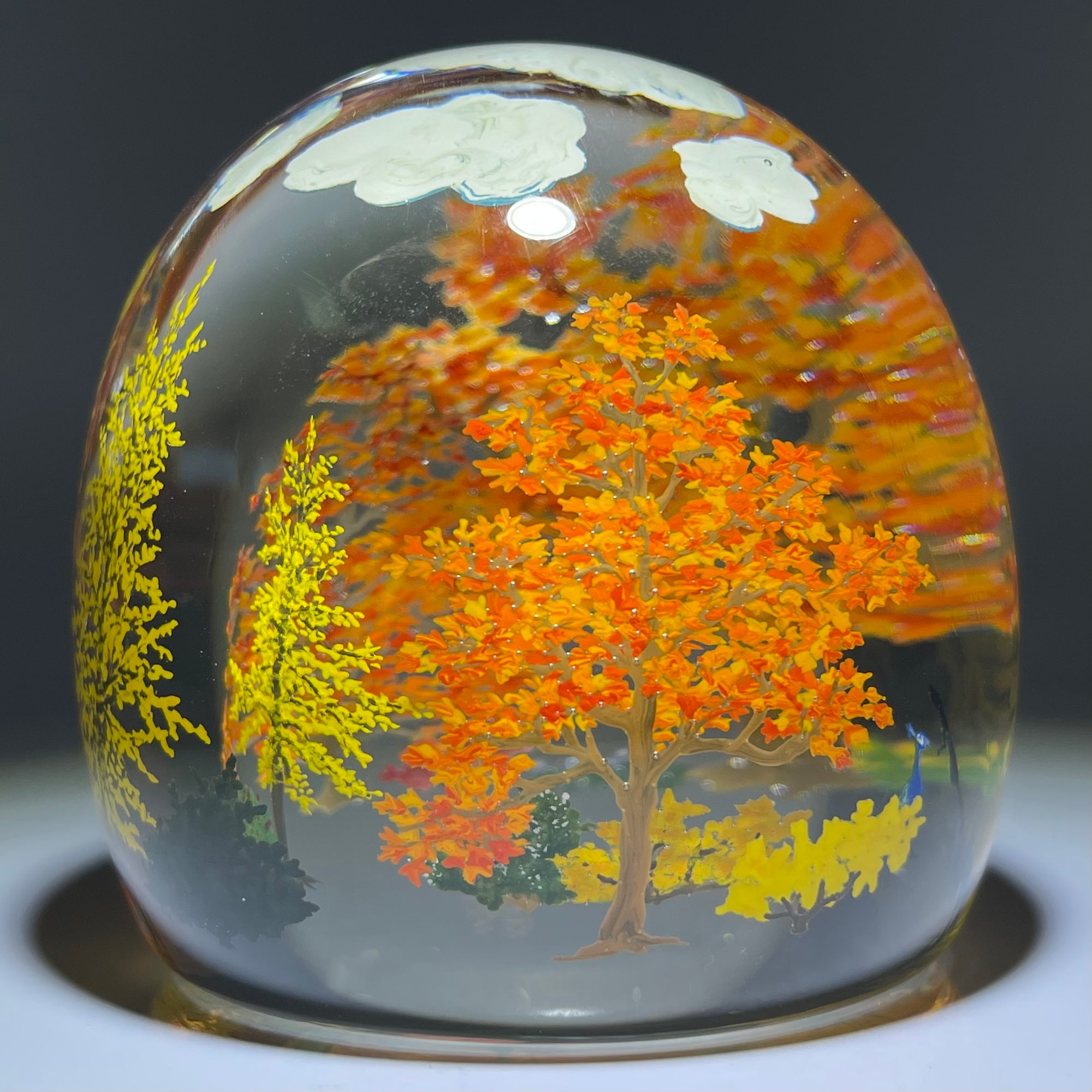 Alison Ruzsa 2019 Autumn Peacock Feeding Encapsulated Hand-paint Ename