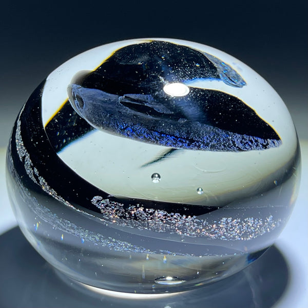 Unidentified Abstract Signed American Studio Art Glass Paperweight wit
