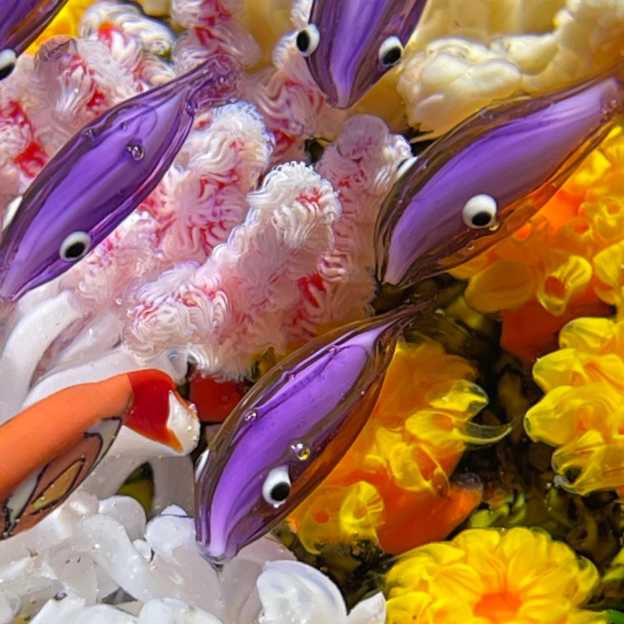 Cathy Richardson 2021 Flamework Coral Reef with Yellow Jewel Anemone