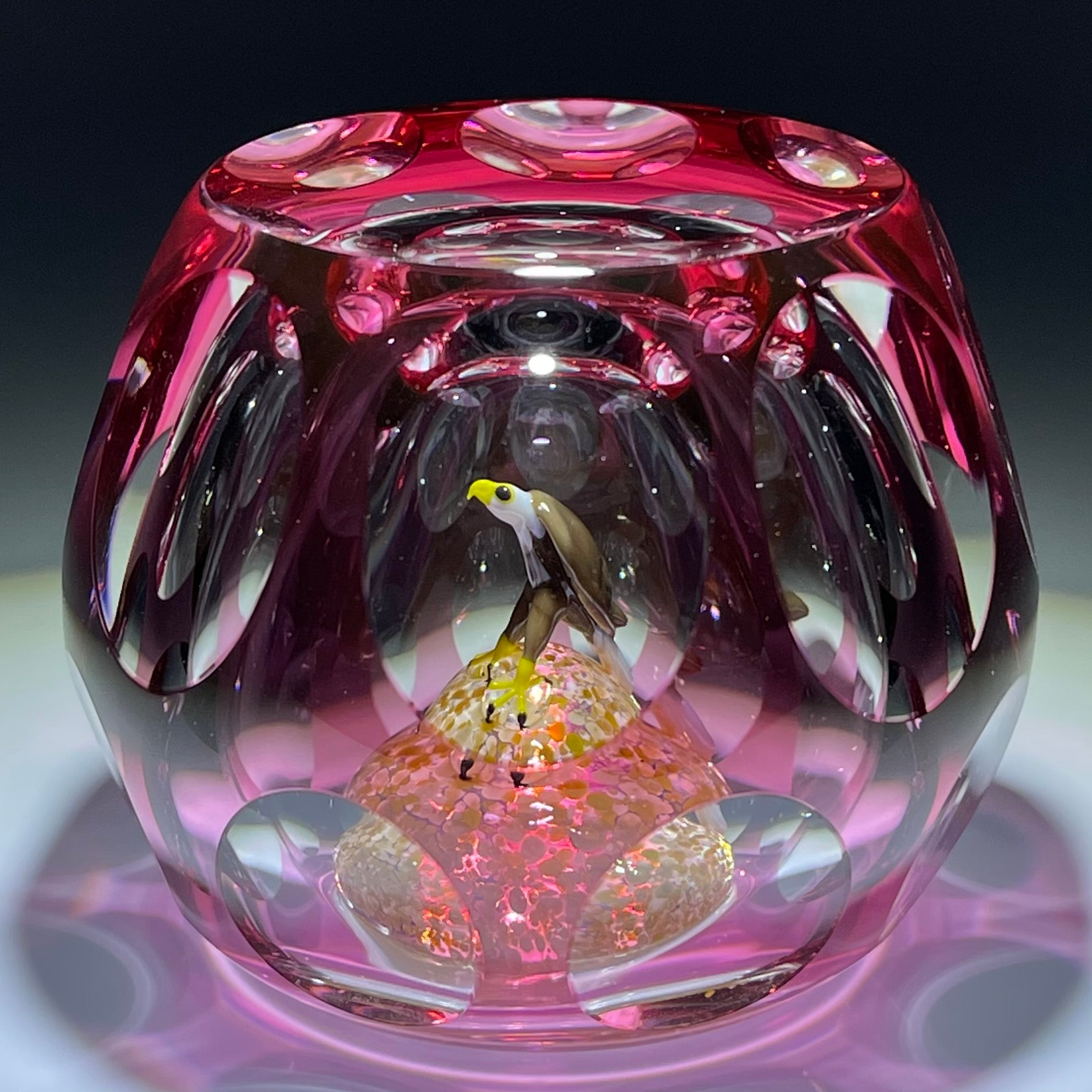 LE Perthshire Paperweights P1987 Hollow Blown Faceted Ruby Red Overlay